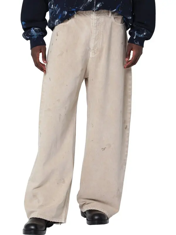 Balenciaga Distressed Jeans With Ripped Details - Beige
