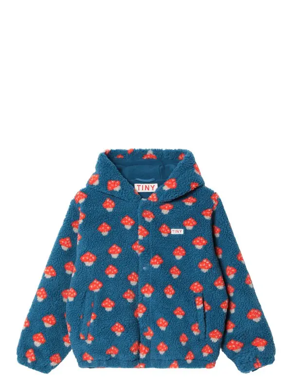 TINYCOTTONS Blue Fleece Jacket With Mushroom Pattern - Multicolor