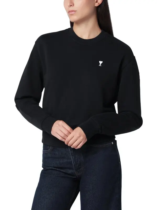 AMI Paris De Coeur Crew-neck Sweatshirt - Black