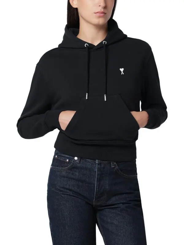 AMI Paris De Coeur Hooded Sweatshirt - Black