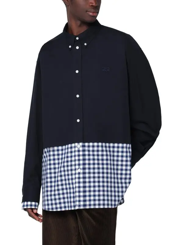 Loewe Navy Double-layer Cotton Shirt - Blue