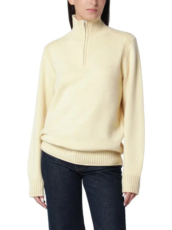 Guest In Residence Butter-colored Turtleneck Sweater With Half-zip - Beige