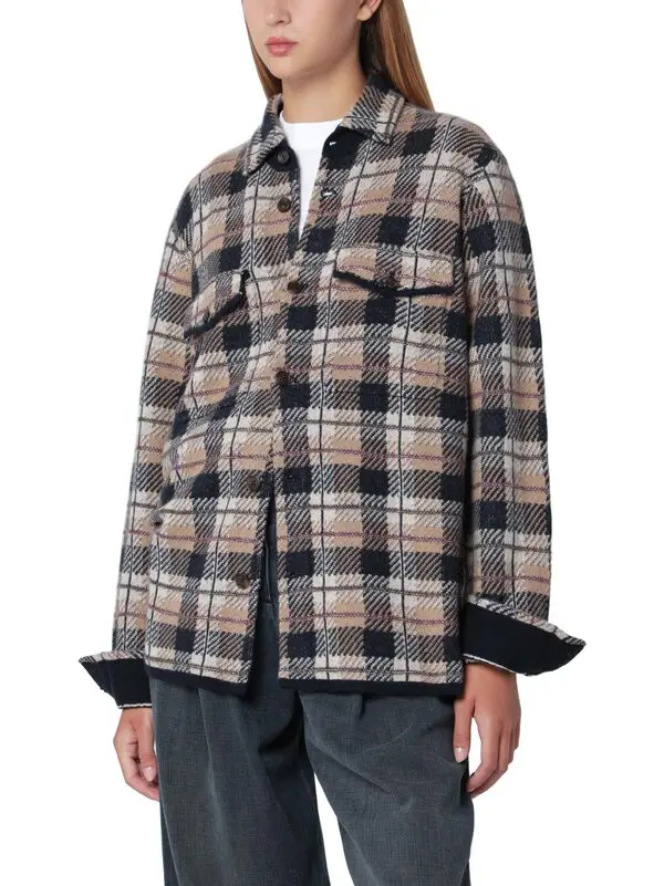 Guest In Residence Camel-colored Plaid Work Checkered Shirt In Cashmere - Multicolor