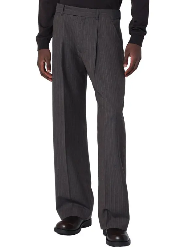 Our Legacy Striped Slack Pants In Wool And Cotton - Grey