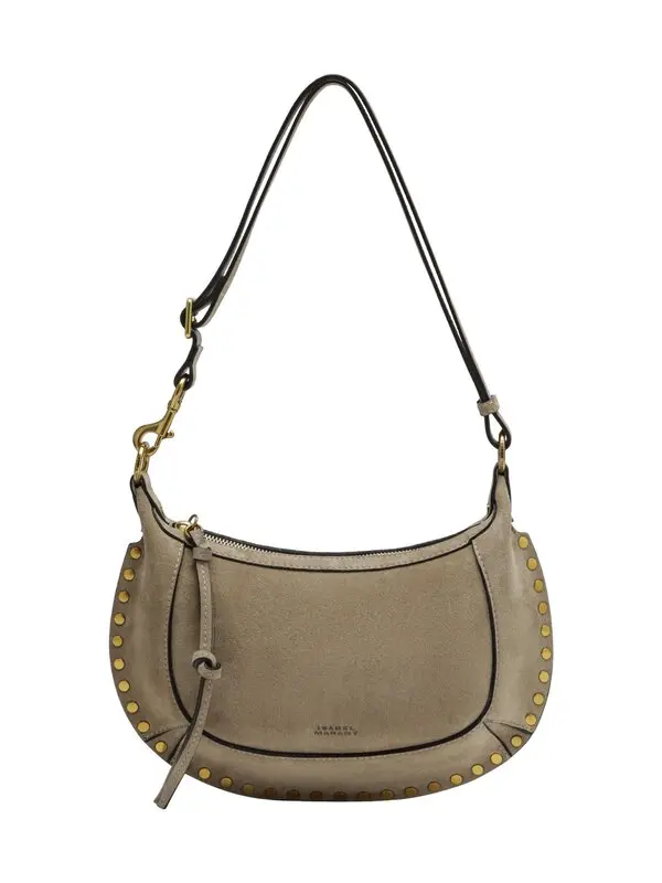 Isabel Marant Étoile Oskan Moon Shoulder Bag In Smoky Taupe Suede - Beige