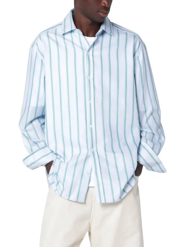 JW Anderson Striped Cotton Shirt - Light Blue