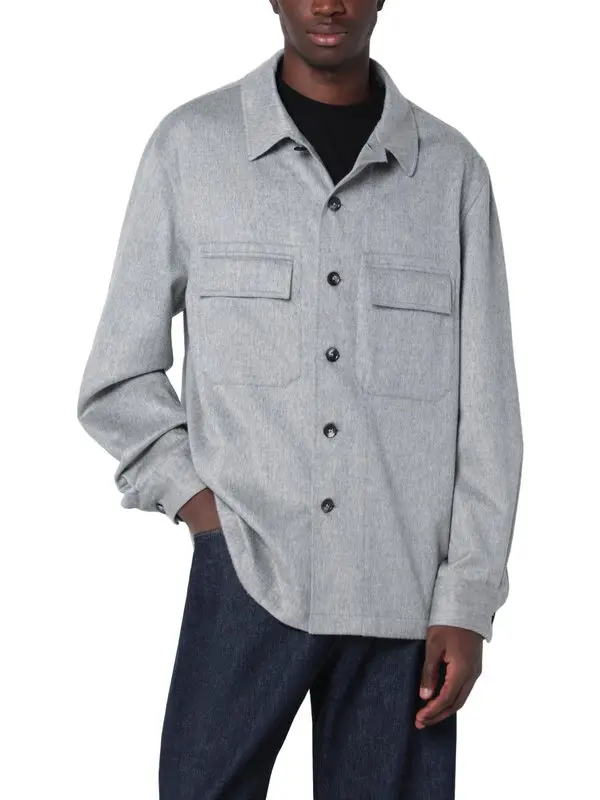 Zegna Mélange Cashmere Shirt Jacket - Grey