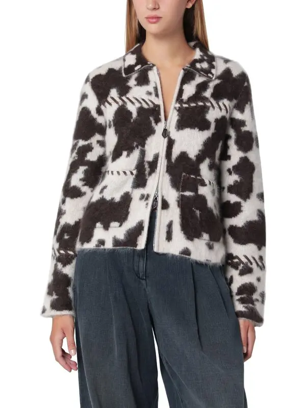 Guest In Residence Cashmere Zip-up Jacket With Cow Print - Multicolor