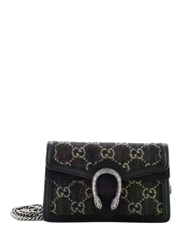 Gucci Dionysus Bag Gg Denim Super Mini Crossbody Bag - Black