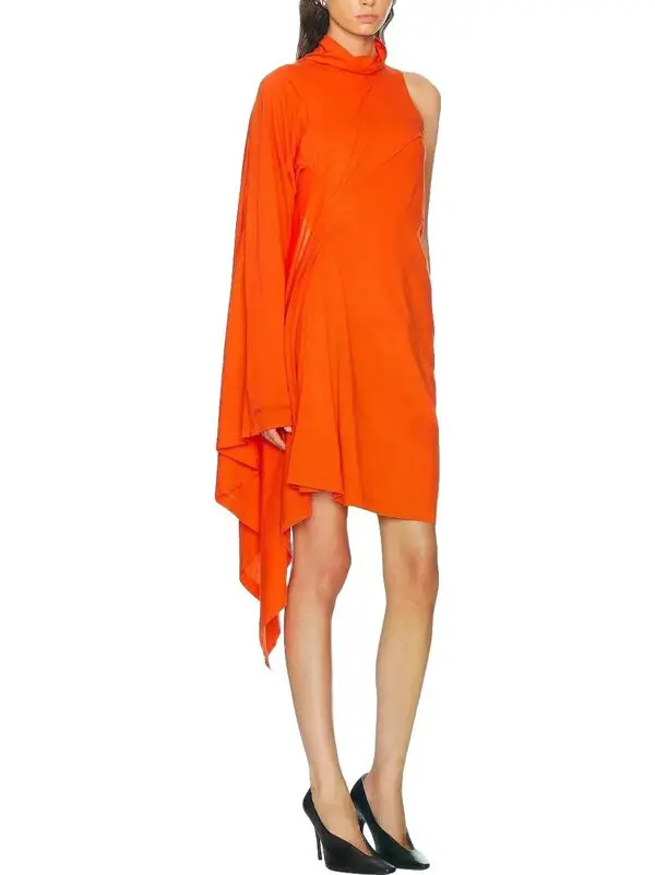 Balenciaga One-shoulder Draped Dress - Orange