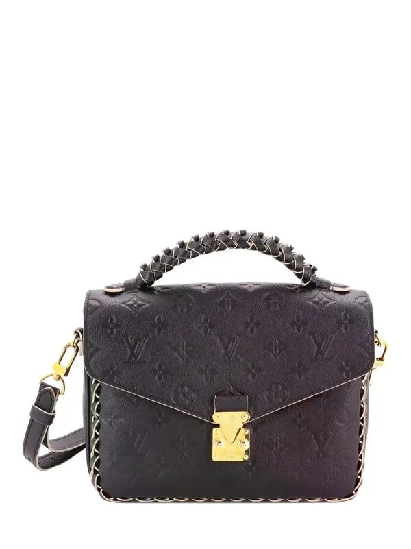LOUIS VUITTON Braided Handle Pochette Metis Monogram Empreinte Leather Crossbody Bag - Black