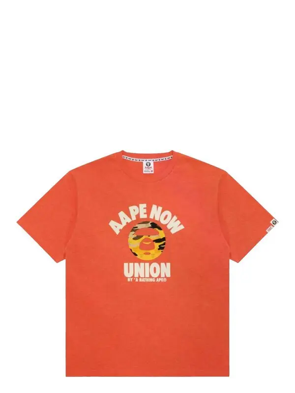 AAPE BY *A BATHING APE Moonface Logo-print Cotton T-shirt - Orange
