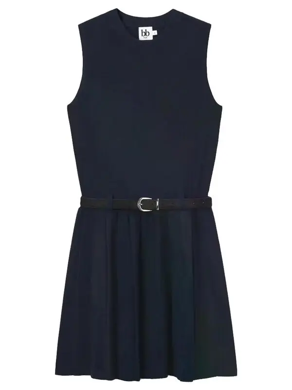 B+AB Belted Pleated Mini Dress - Blue