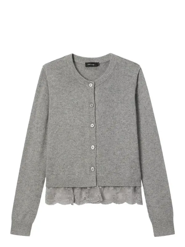 TOUT A COUP Lace-trim Cardigan - Grey
