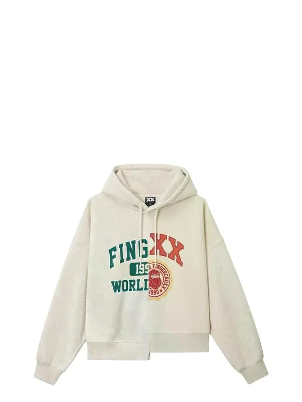 FINGERCROXX Graphic-print Asymmetric Hoodie - Neutrals