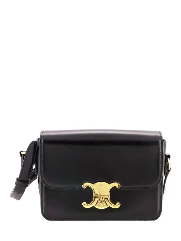 Celine Triomphe Shoulder Bag Smooth Calfskin Teen Crossbody Bag - Black