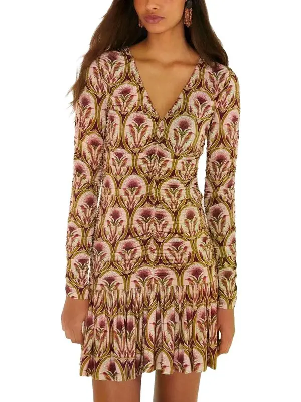 Farm Rio Floral-print Ruched Mini Dress - Pink