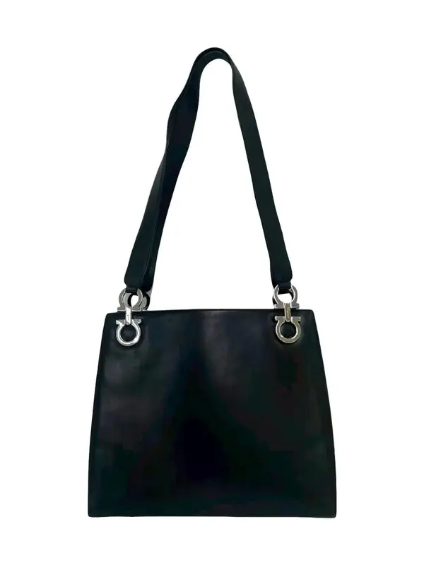 FERRAGAMO 2000-2010 Leather Gancini Tote Bag - Black