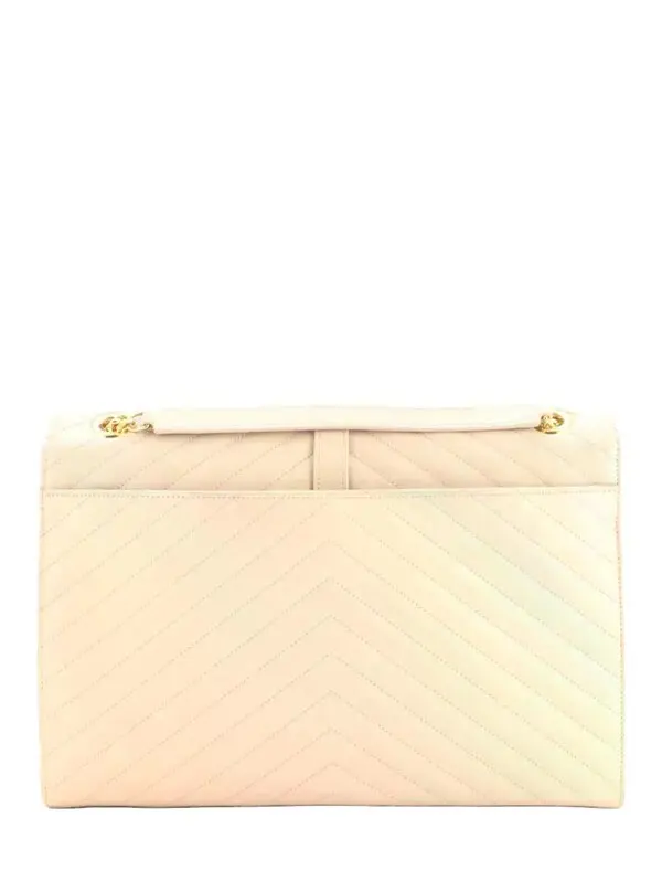 Saint Laurent Classic Monogram Envelope Satchel Matelasse Chevron Leather Large Shoulder Bag - Neutrals