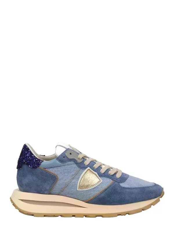Philippe Model Tropez Haute Glitter-heel-counter Sneakers - Blue