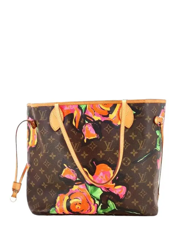 LOUIS VUITTON Neverfull Limited Edition Monogram Roses Mm Tote Bag - Brown