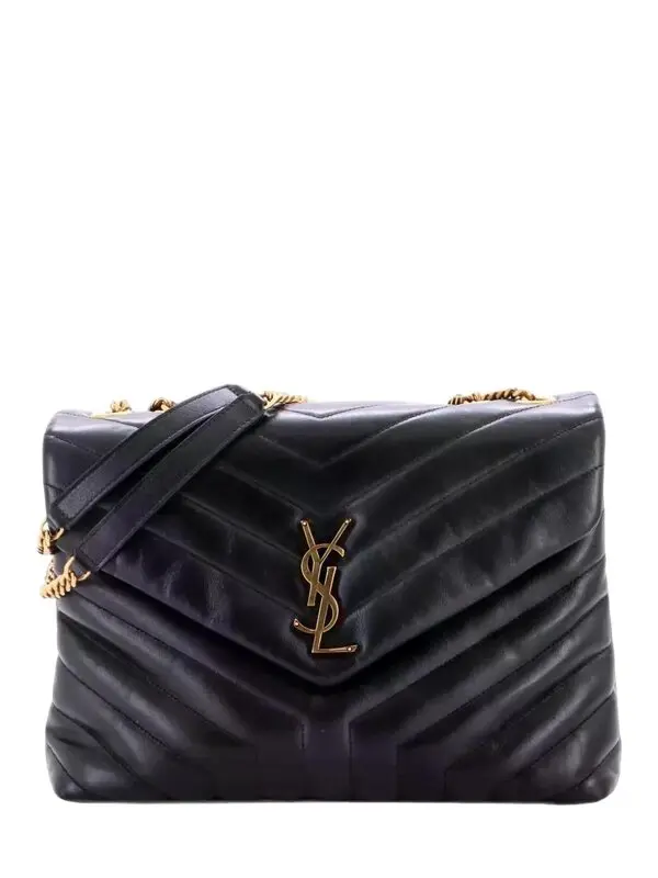 Saint Laurent Loulou Matelasse Chevron Leather Medium Shoulder Bag - Black