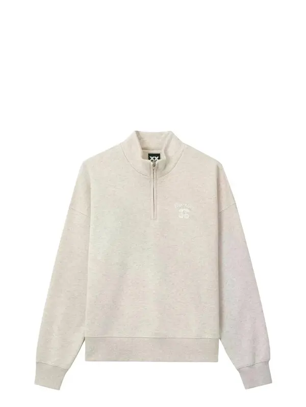 FINGERCROXX Logo-embroidered Quarter-zip Sweatshirt - Neutrals