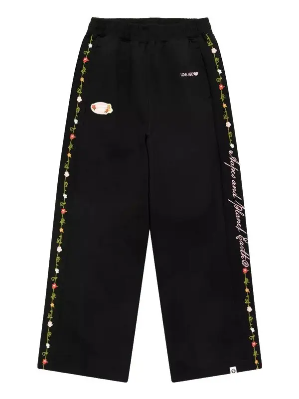 AAPE BY *A BATHING APE Floral-embroidered Camouflage-patch Track Pants - Black