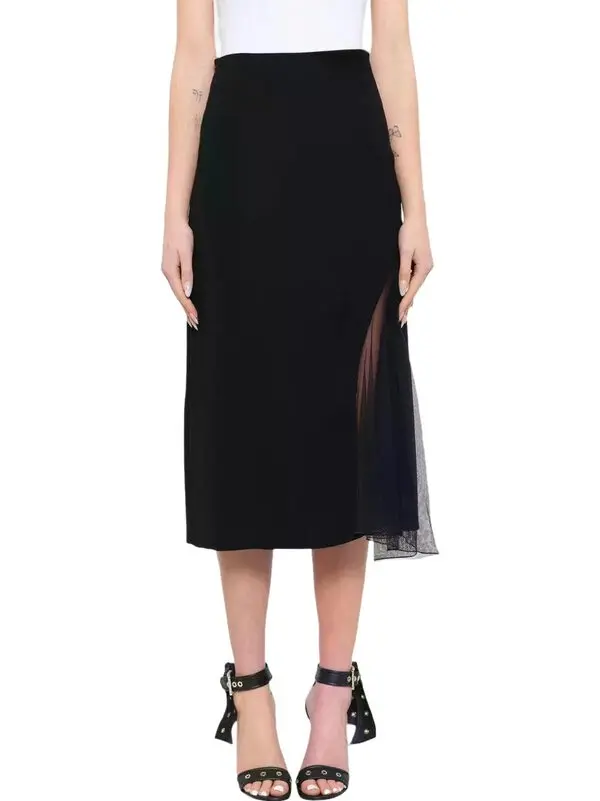 LANVIN Sheer-panelled Midi Skirt - Black