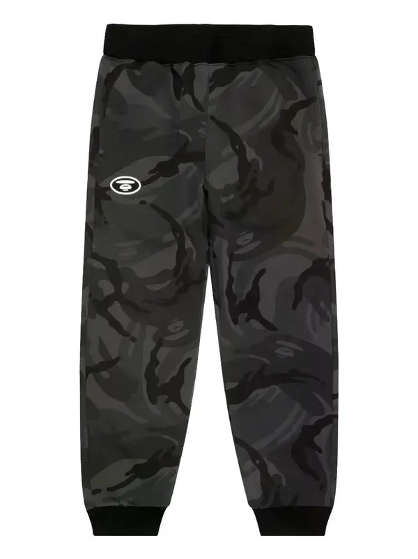 AAPE BY *A BATHING APE Moonface Camouflage-print Logo-patch Track Pants - Grey