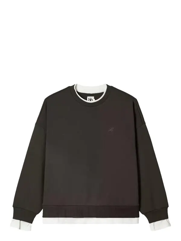 B+AB Layered-effect Logo-embroidered Sweater - Grey