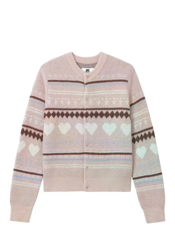 CHOCOOLATE Heart-intarsia Knitted Cardigan - Pink