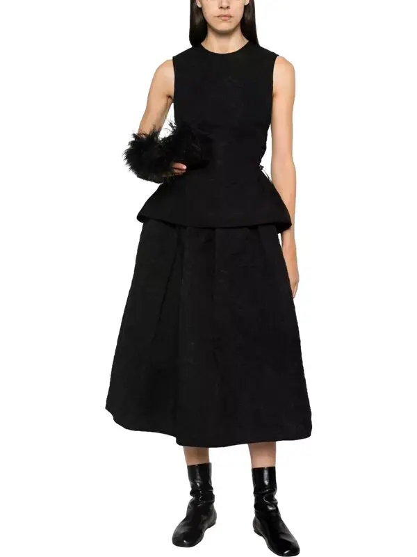 Cecilie Bahnsen Bala Textured Midi Skirt - Black