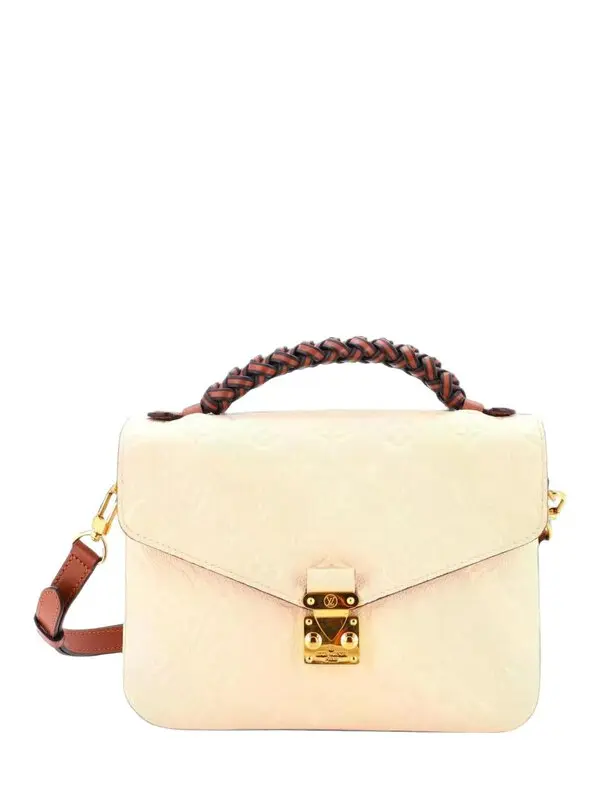 LOUIS VUITTON Braided Handle Pochette Metis Monogram Empreinte Leather Crossbody Bag - Neutrals