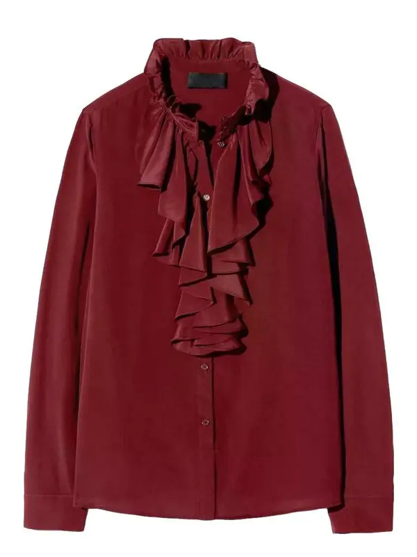 NILI LOTAN Lily Ruffled Silk Blouse - Red