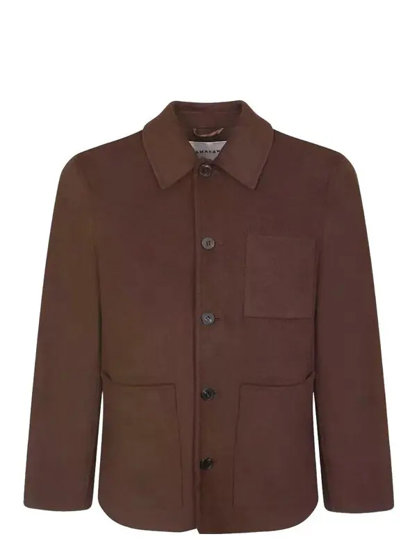 AMARANTO Buttoned Patch-pocket Shirt - Brown