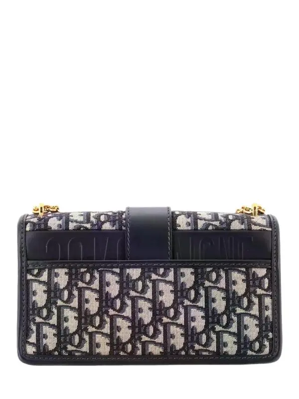 Dior 30 Montaigne Chain Flap Bag Oblique Canvas East West Shoulder Bag - Blue