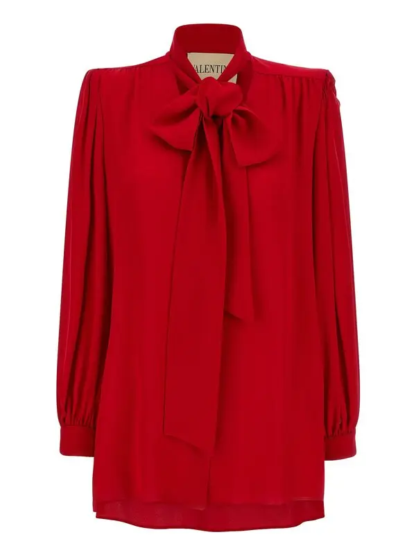 Valentino Garavani Silk Shirt With Bow - Red