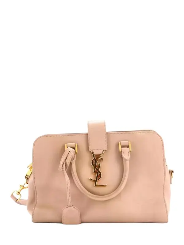 Saint Laurent Monogram Cabas Leather Baby Satchel - Neutrals