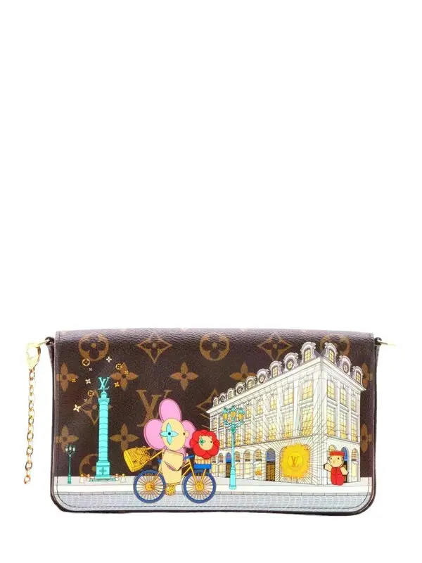 LOUIS VUITTON Felicie Pochette Limited Edition Vivienne Xmas Monogram Canvas Crossbody Bag - Brown