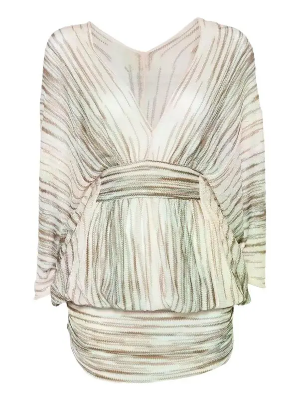Missoni Zig Zag V-neck Mini Dress - Neutrals