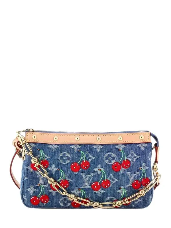 LOUIS VUITTON X Takashi Murakami Chain Pochette Accessoires Nm Limited Edition Monogram Cerises Denim Shoulder Bag - Blue