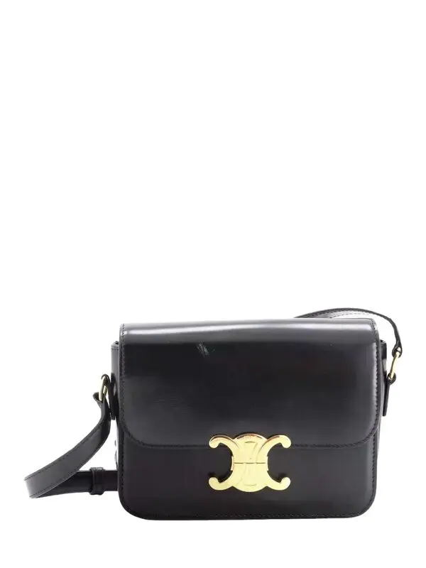 Celine Triomphe Shoulder Bag Smooth Calfskin Teen Crossbody Bag - Black