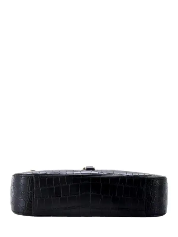 Saint Laurent Le 5 A 7 Crocodile Embossed Leather Small Hobo Bag - Black