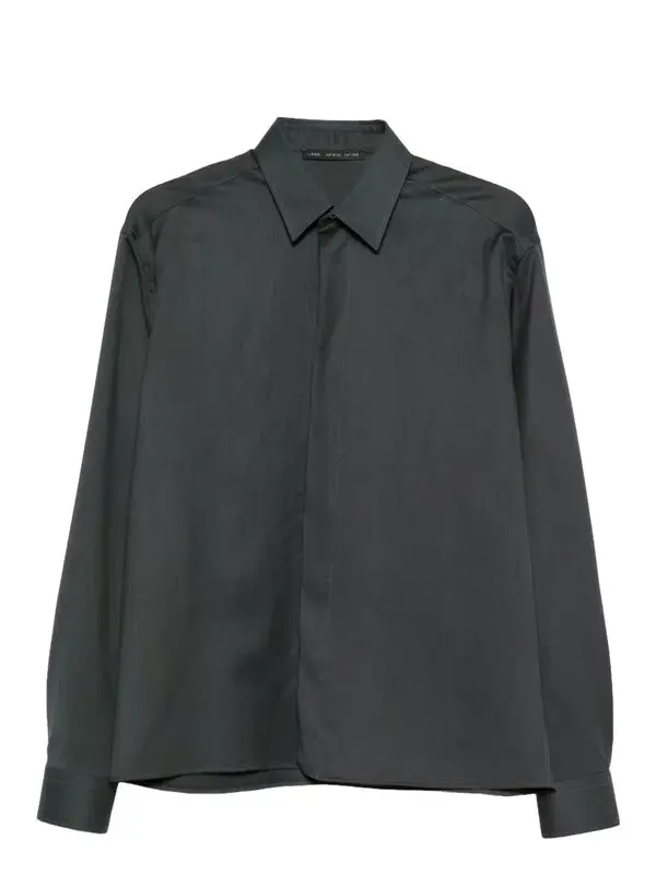 LOW BRAND Concealed-front Long-sleeve Shirt - Grey