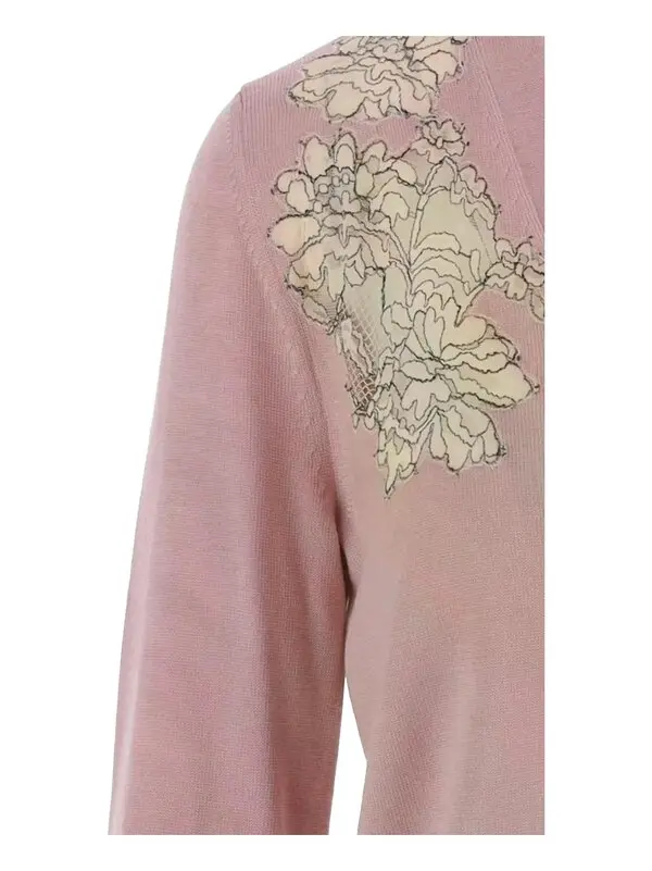 Valentino Garavani Lace-embroidered Wool Cardigan - Pink