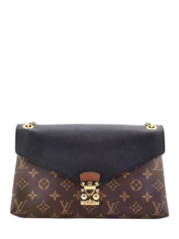 LOUIS VUITTON Pallas Chain Monogram Canvas And Calfskin Shoulder Bag - Black