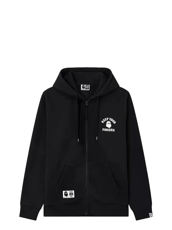 FINGERCROXX Logo-print Zip-up Hoodie - Black