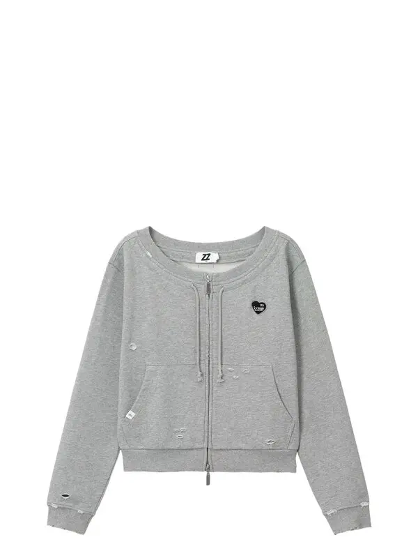 Izzue Distressed-effect Zip-up Sweatshirt - Grey