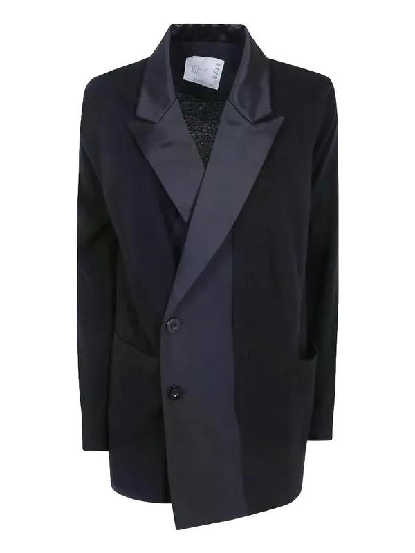 Sacai Satin-lapel Cardigan - Black